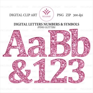 Pink Glitter Alphabet Digital Clipart PNG File Format. Letters ...