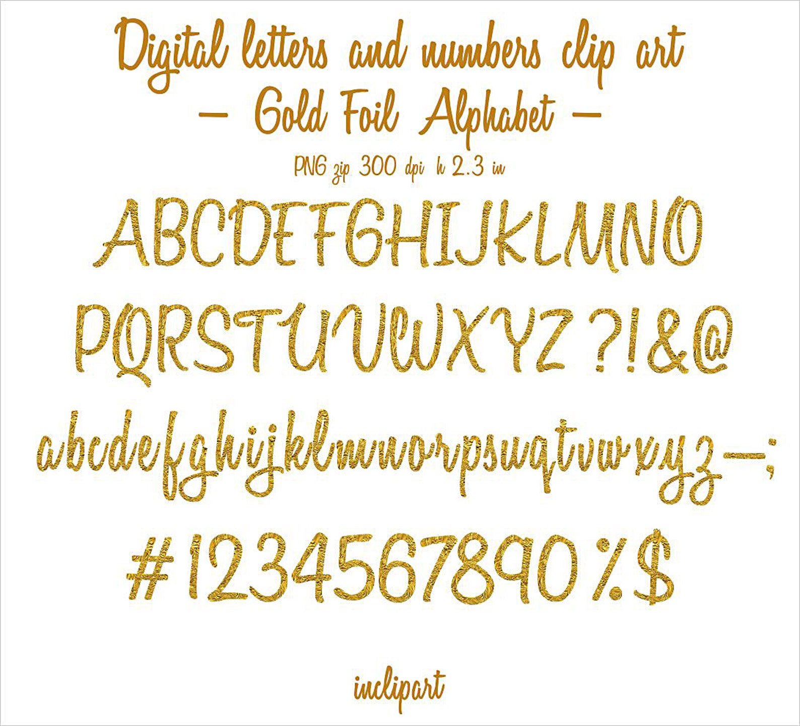 Gold Foil Alphabet Clipart. Crumpled Gold Foil Letters - Etsy