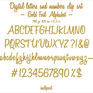 Gold Foil Alphabet Clipart. Crumpled Gold Foil Letters, Numbers ...