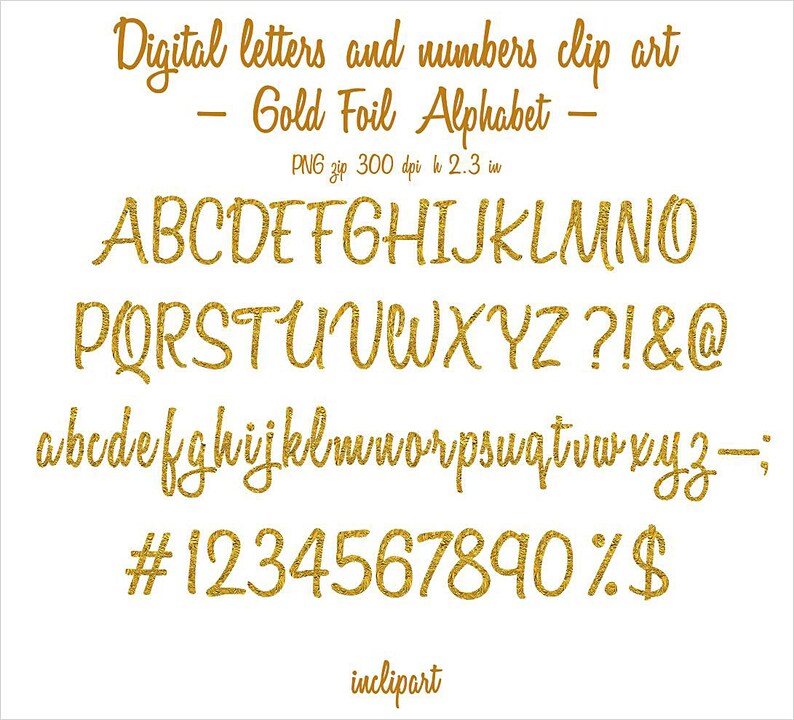 Gold Foil Alphabet Clipart. Crumpled gold foil letters | Etsy