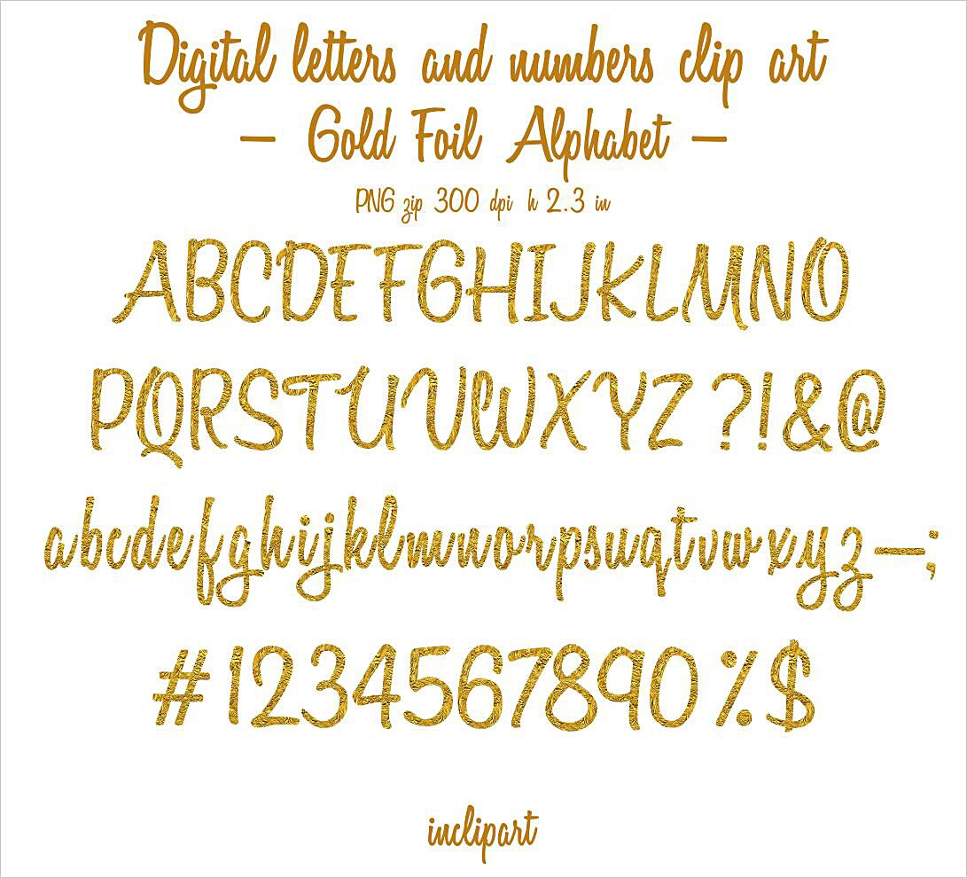 Gold Foil Alphabet Clipart. Crumpled Gold Foil Letters - Etsy