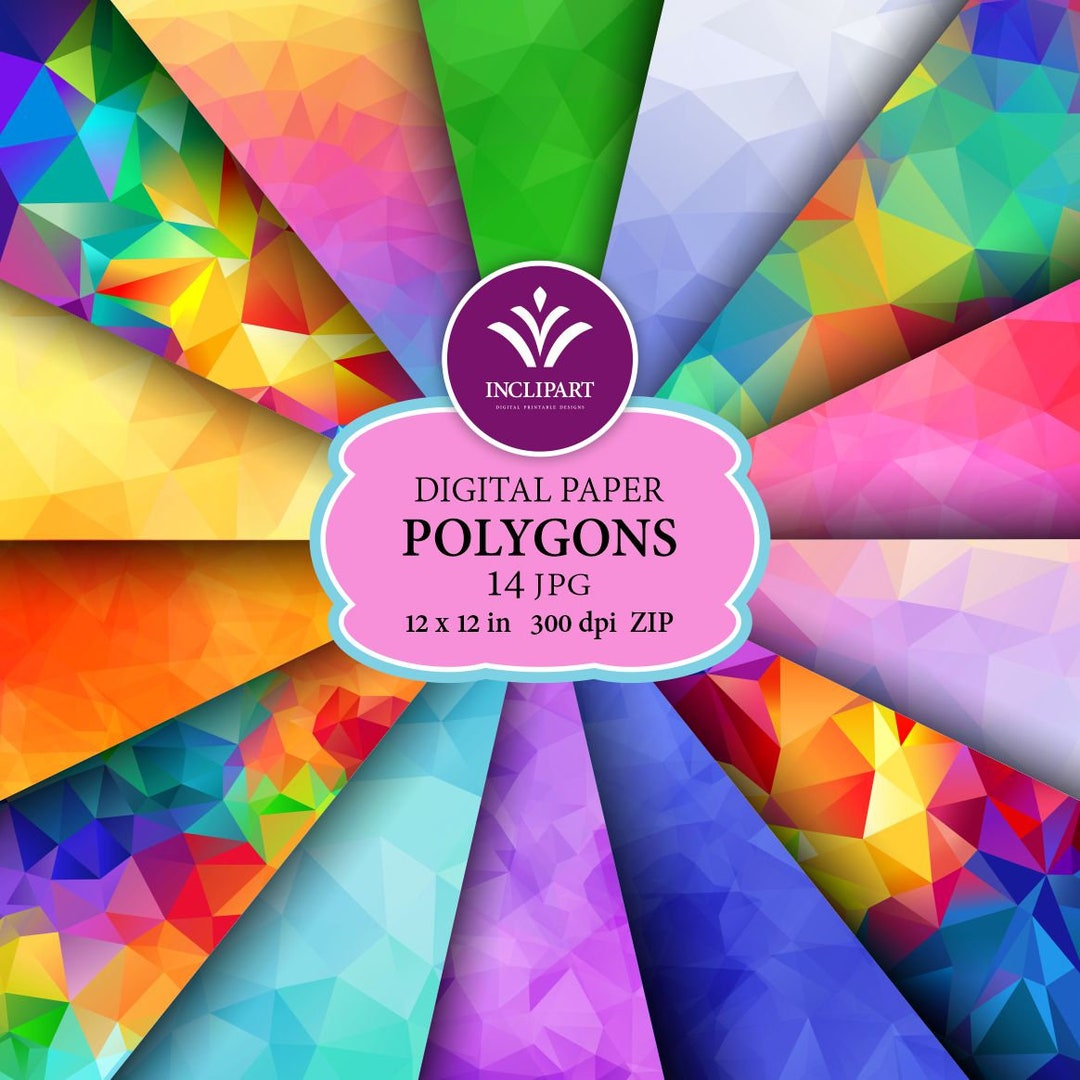 Geometric Background Digital Paper Clip Art. Abstract Polygons ...