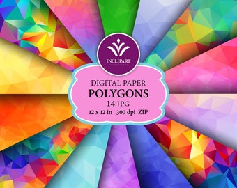 Geometric Polygon Backgrounds Digital Paper Clip Art. | Etsy