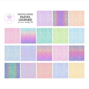Pastel Leopard, Cheetah Print Seamless Digital Paper. Set of 18 JPG ...
