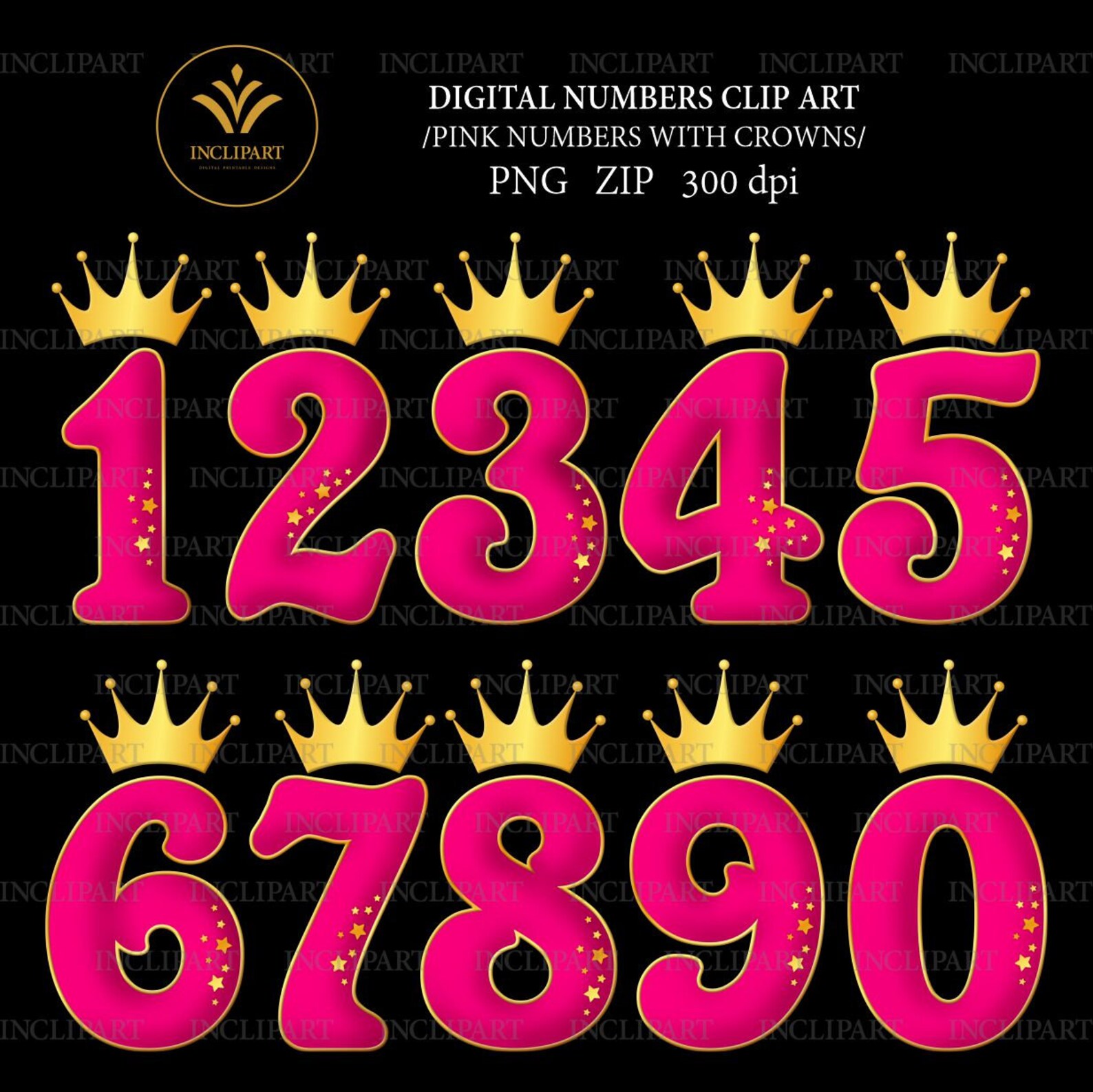 Princess Numbers PNG Clipart. Kids Party Birthday Numbers - Etsy