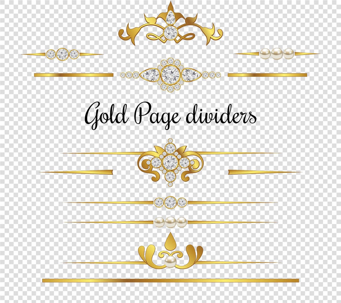 Gold Corner, Page Divider Clipart. Set of 15 Various Decorative ...