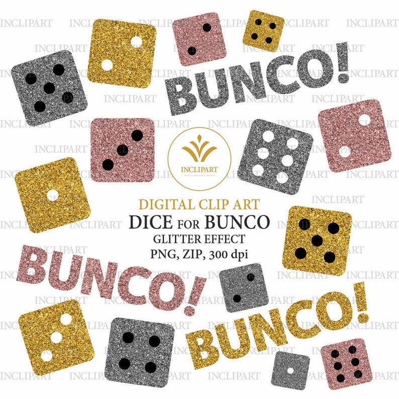 Dice Bunco Digital Clipart PNG File Format. Glitter Silver - Etsy