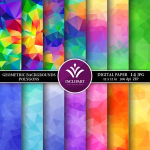 Geometric Background Digital Paper Clip Art. Abstract Polygons ...