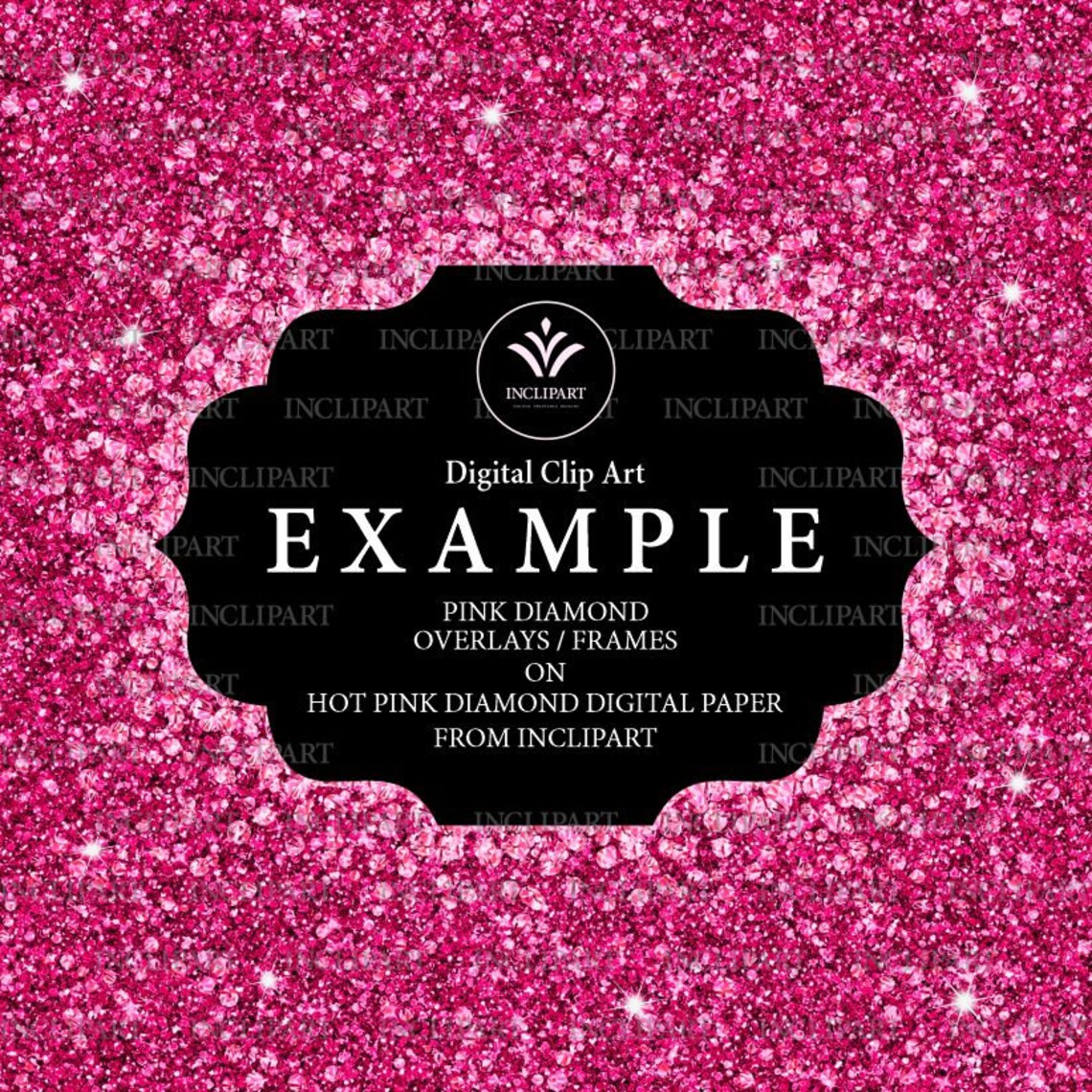 Pink Diamond Frames Overlay Clipart. Digital Sparkle - Etsy