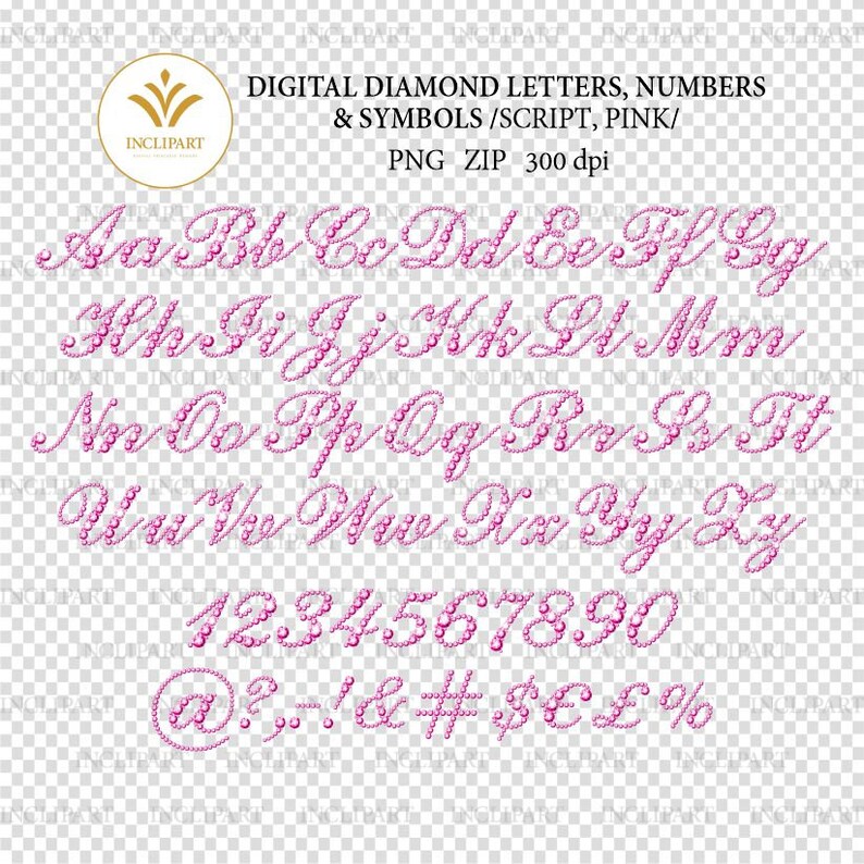 Diamond Alphabet Script. Digital PNG Letters Numbers and - Etsy UK