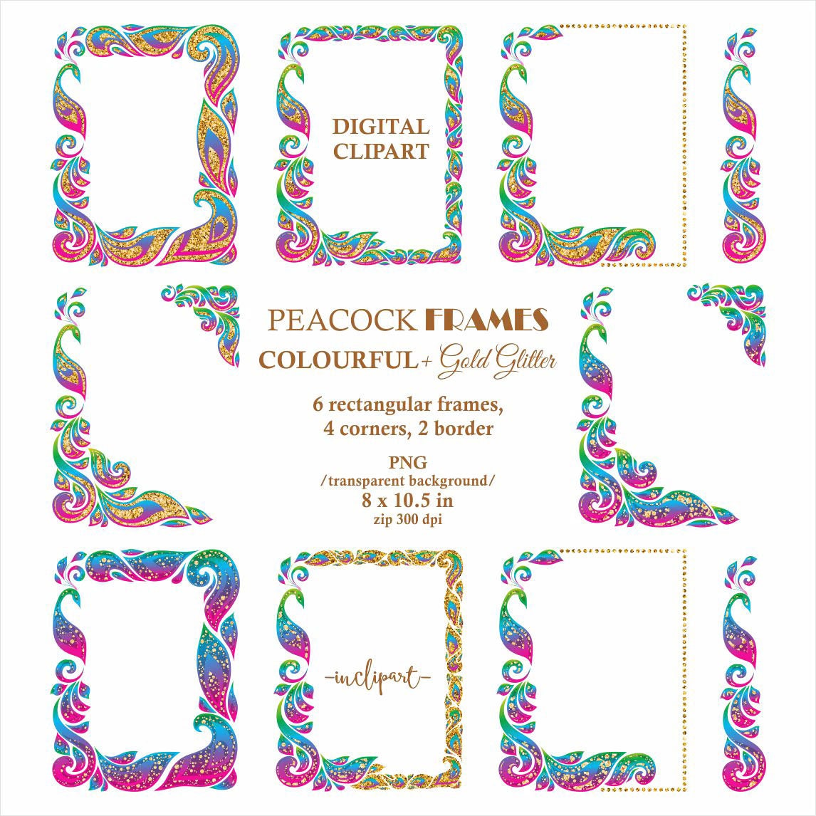 Peacock Feather Corner Border