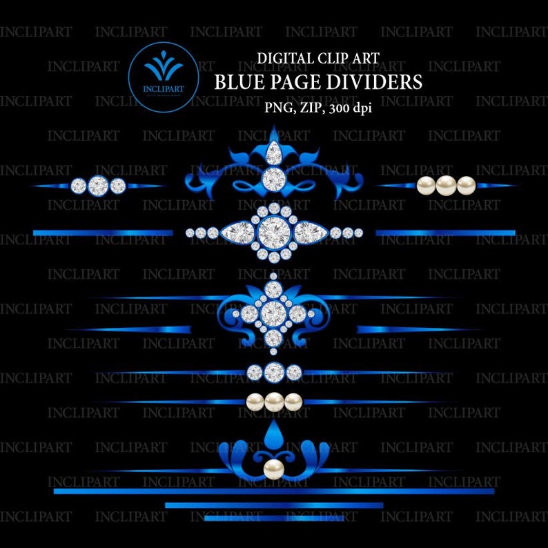 Blue Corner Page Divider PNG Digital Clipart. Set of 15 - Etsy Canada