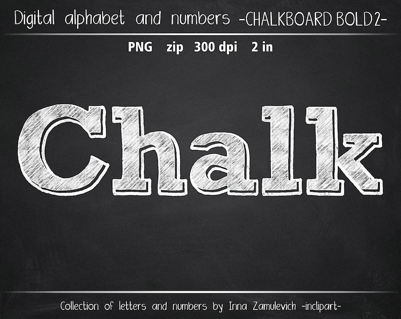 Chalk Numbers, Letters & Symbols Clip Art. Chalkboard Alphabet Bold Clipart. Hand Painted ...