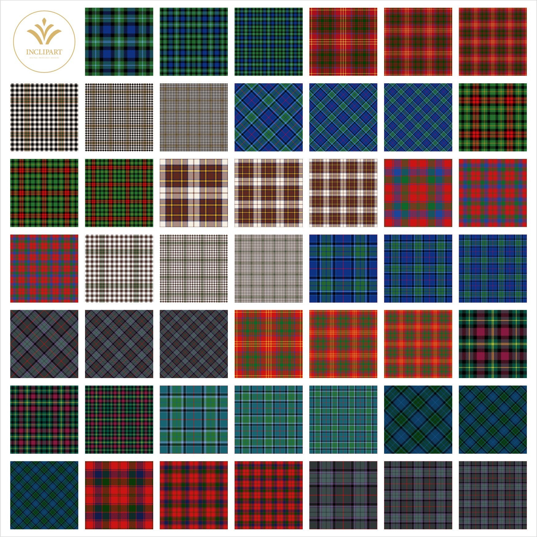 Tartan Digital Paper Clipart PNG Files. Seamless Background - Etsy UK