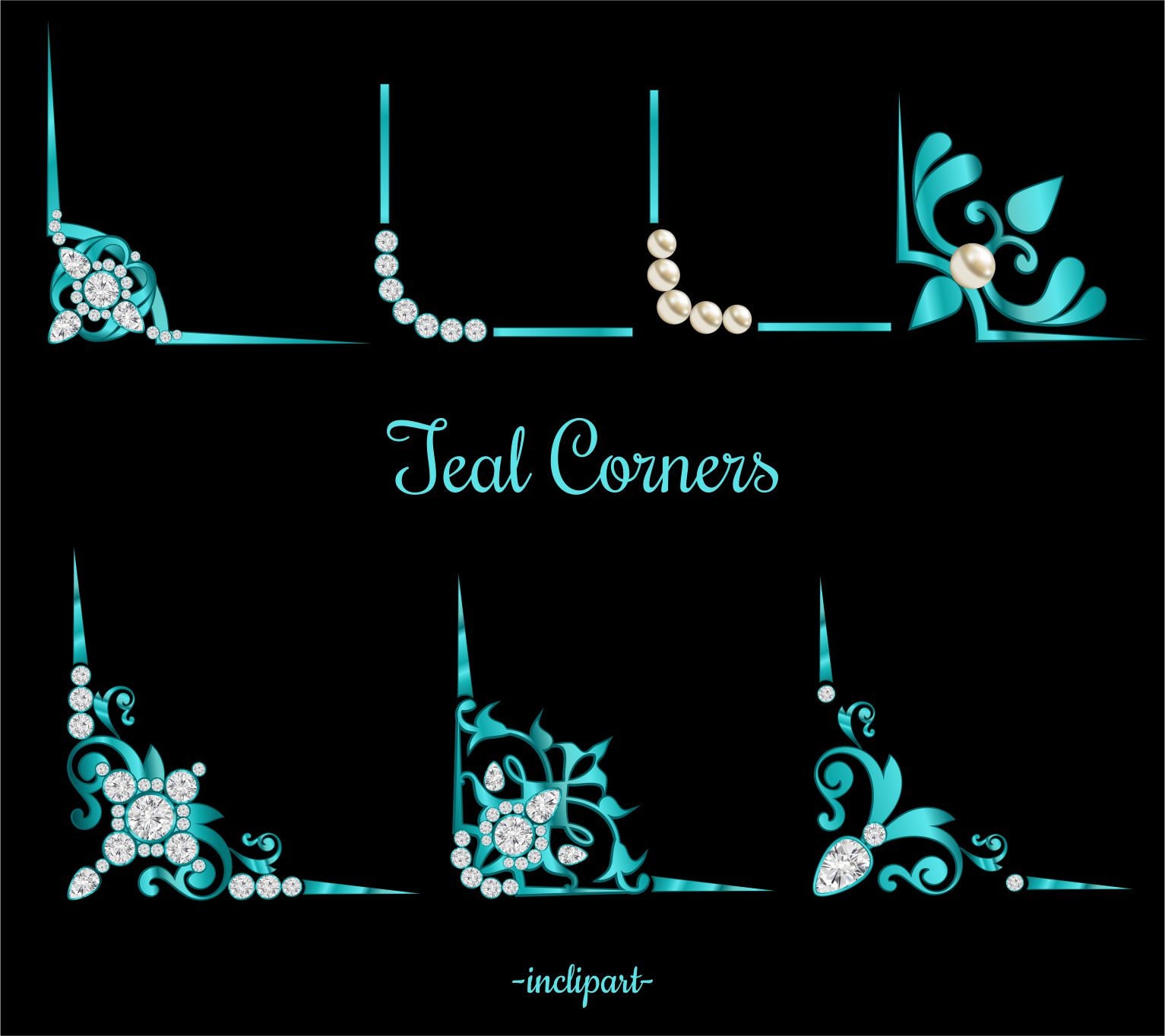 Teal Corner Page Divider Clipart. Set of 15 Various | Etsy
