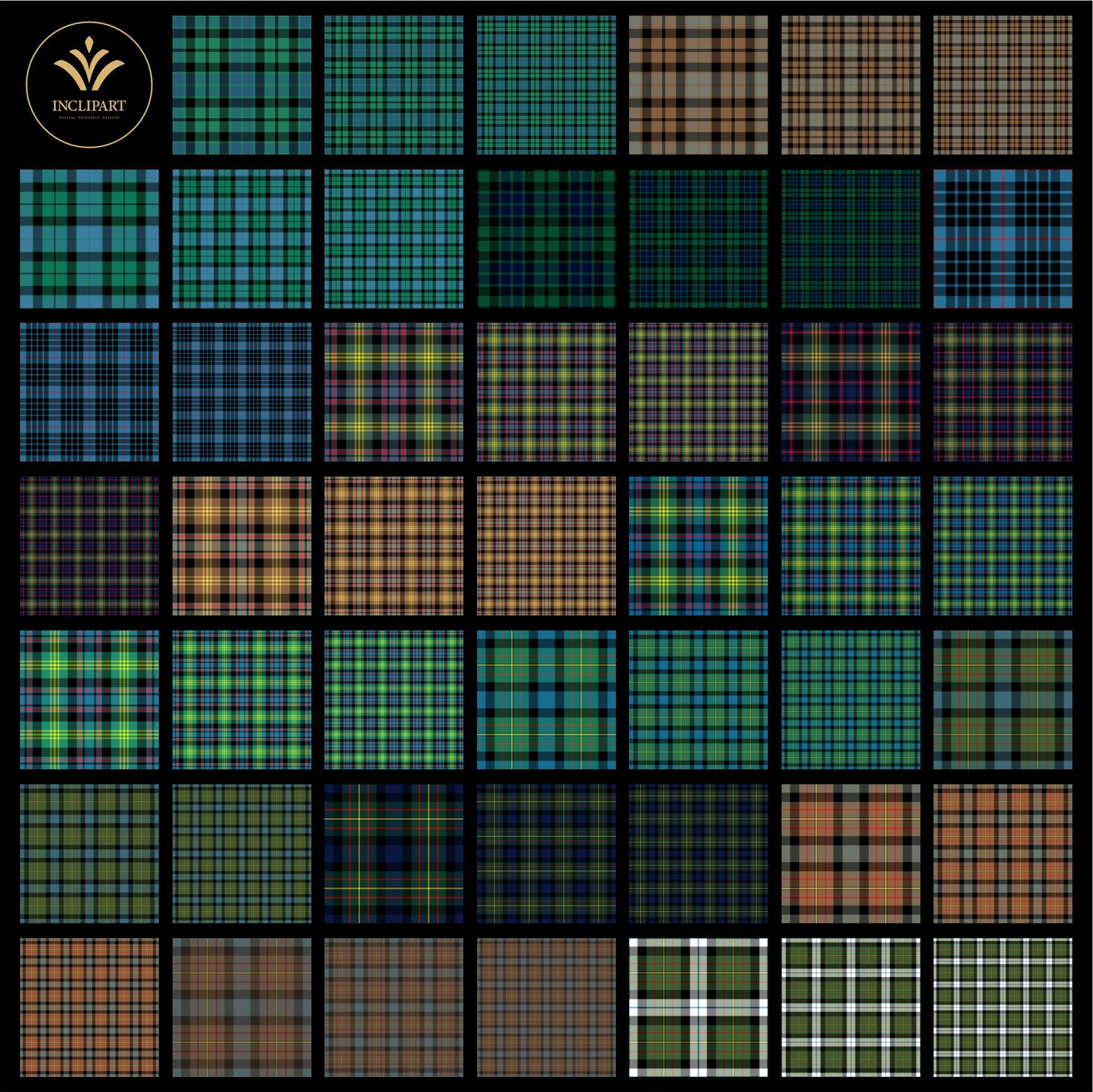 Plaid, Tartan Digital Paper Clipart PNG Files. Seamless Background ...