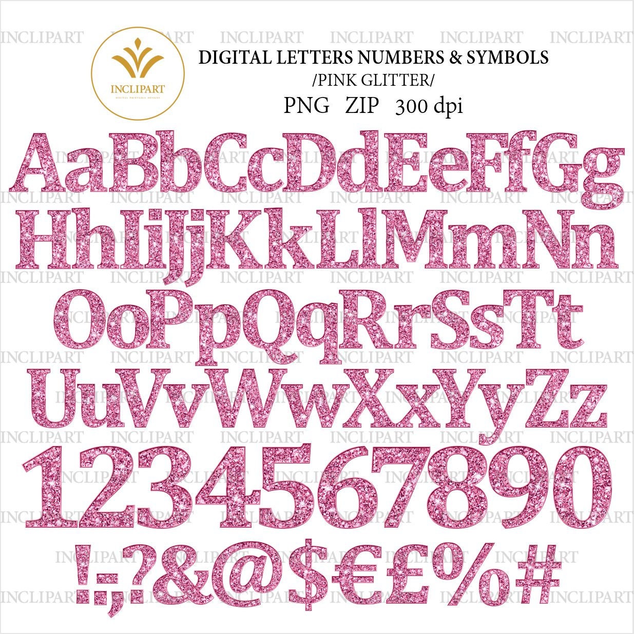 Pink Glitter Alphabet Digital Clipart PNG File Format. Letters - Etsy UK