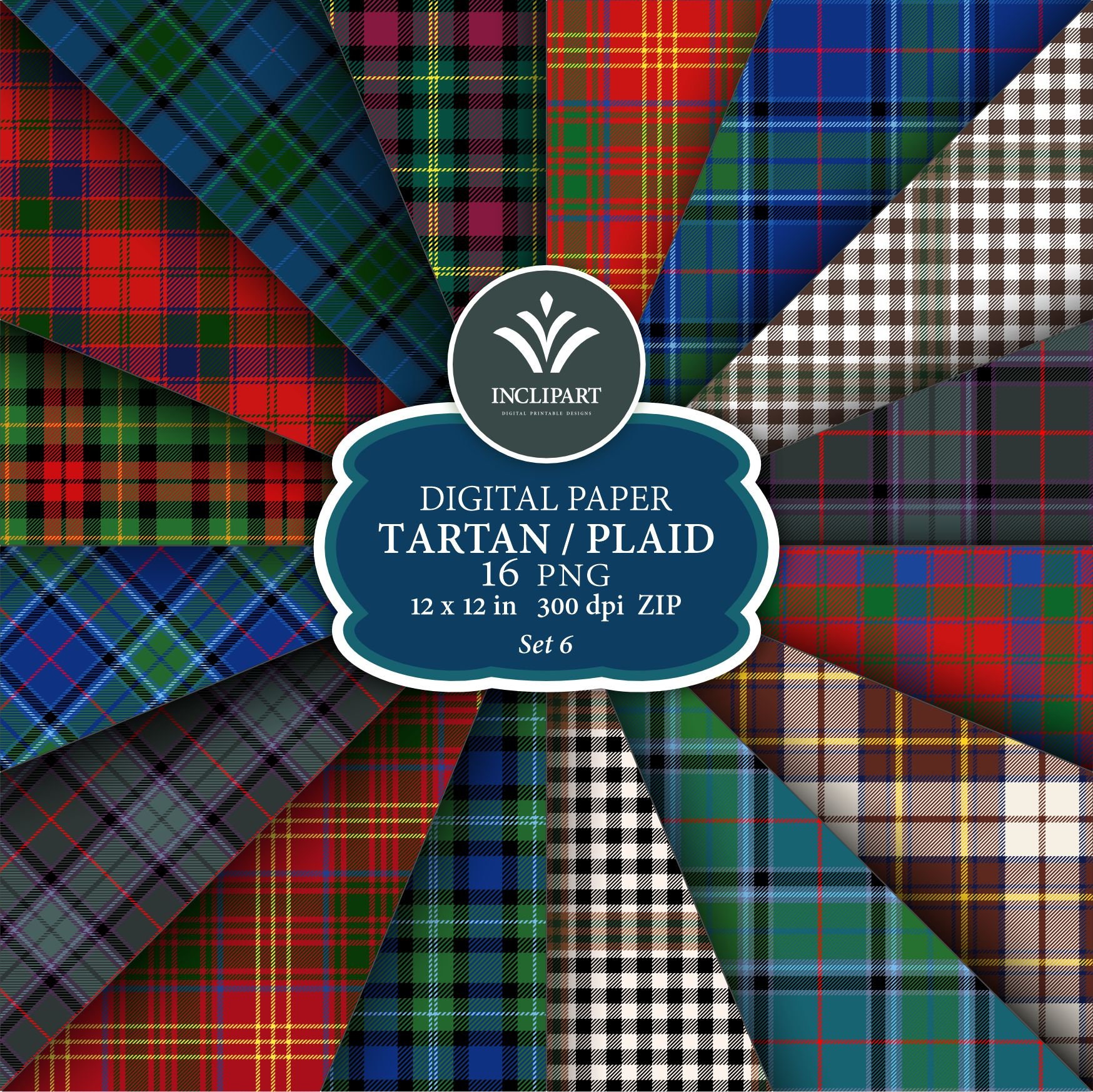 Tartan Digital Paper Clipart PNG Files. Seamless Background - Etsy UK