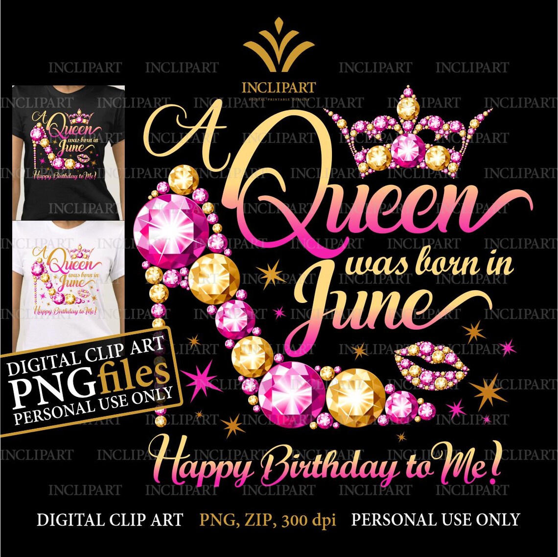 A Queen Was Born in June Digital Clipart PNG Format. Birthday - Etsy
