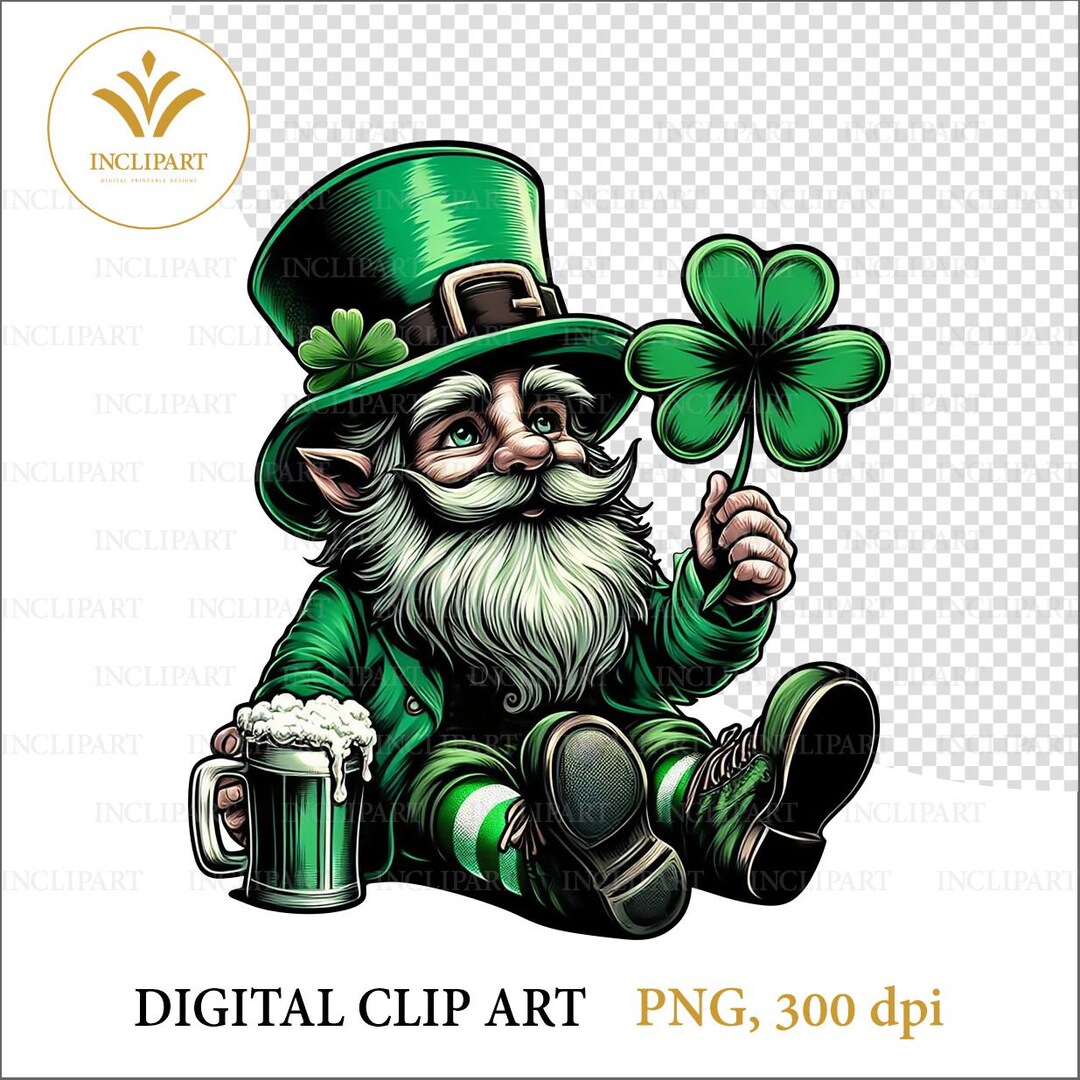 Leprechaun and Shamrock, St. Patrick's Day, PNG File, Sublimation Clip ...