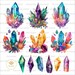 Crystals Colorful Digital Clipart PNG Fille Format. Set of 12 Elements ...