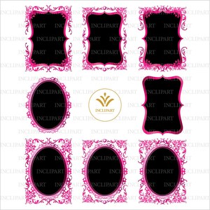 Pink Frames Digital Clip Art PNG File Format. Pink and Diamond Frames ...