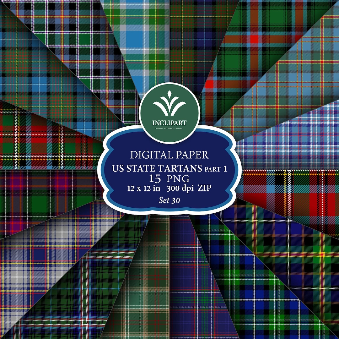US State Tartans Digital Paper Clipart PNG File Format. Please Check ...