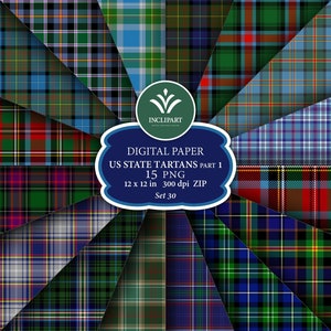 US State Tartans Digital Paper Clipart PNG File Format. Please Check ...