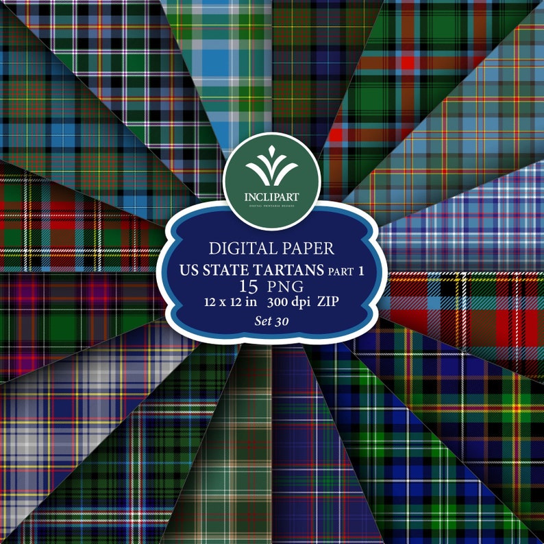 US State Tartans Digital Paper Clipart PNG File Format. Please Check ...