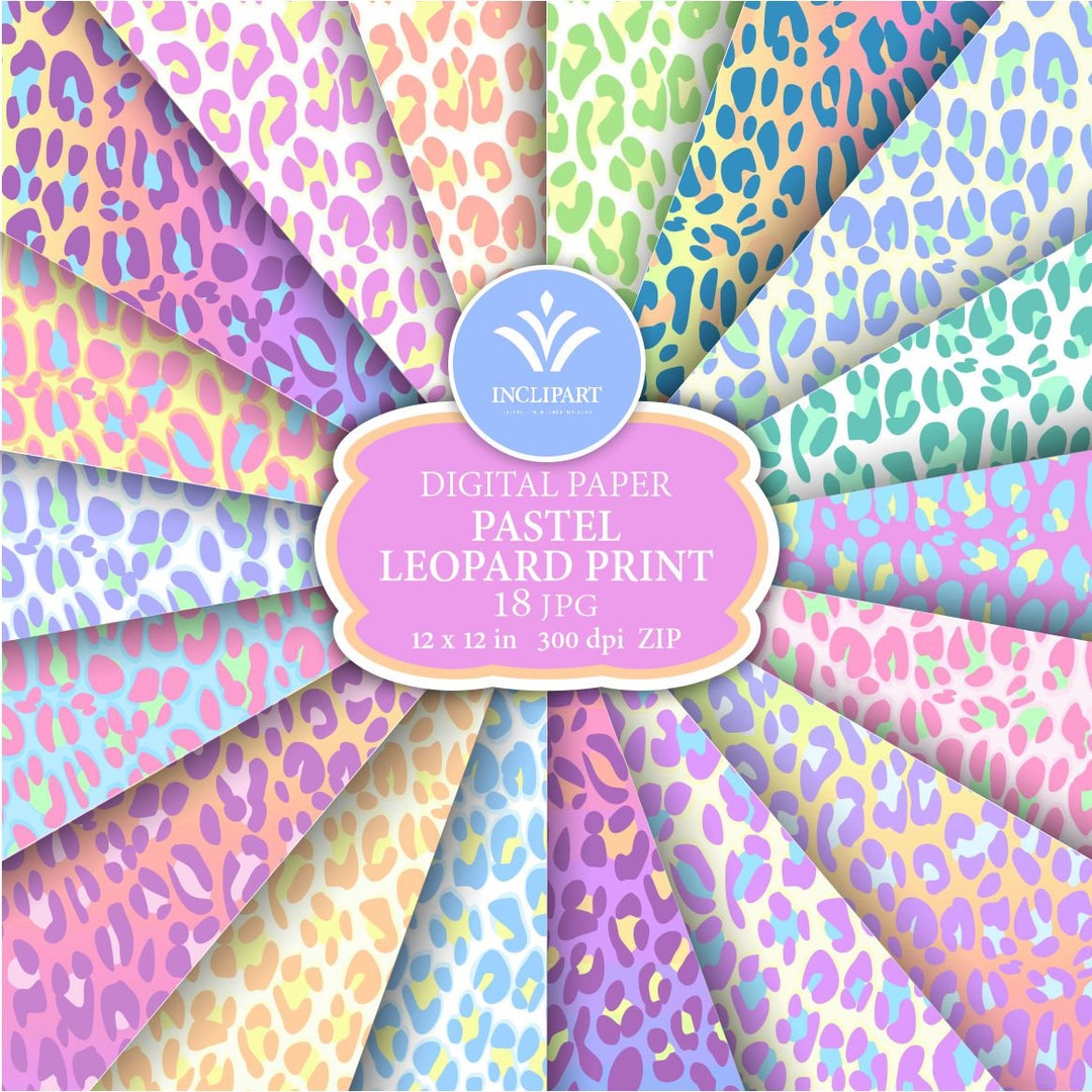 Pastel Leopard, Cheetah Print Seamless Digital Paper. Set of 18 JPG ...