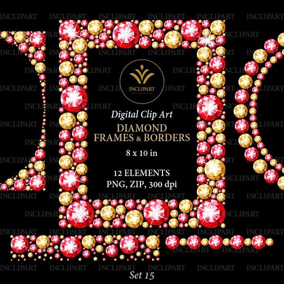 Red and Gold Diamond Frames Borders Overlay Clip Art PNG - Etsy