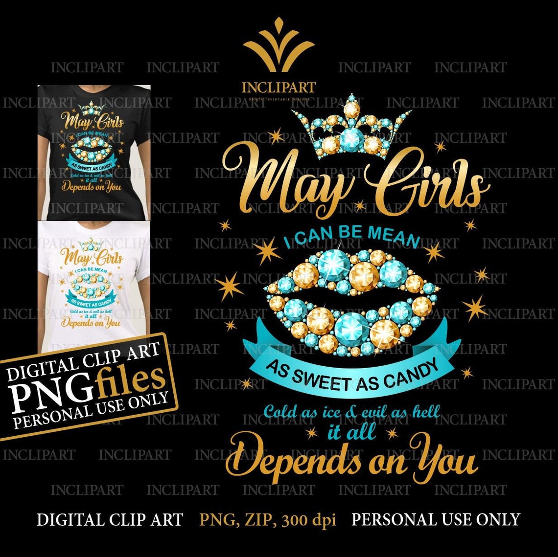May Girls Digital Clipart PNG File Format. Birthday Party Clip - Etsy UK