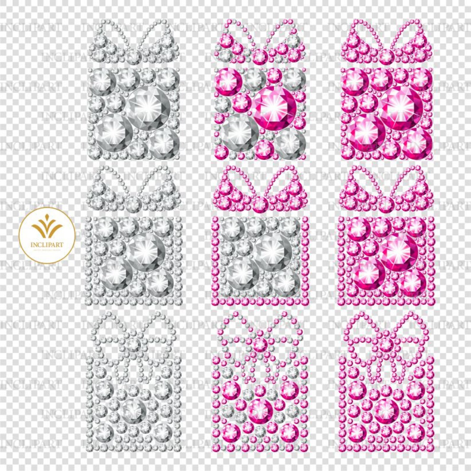 Diamond Gift Box Digital Clipart PNG Format. Pink and White | Etsy
