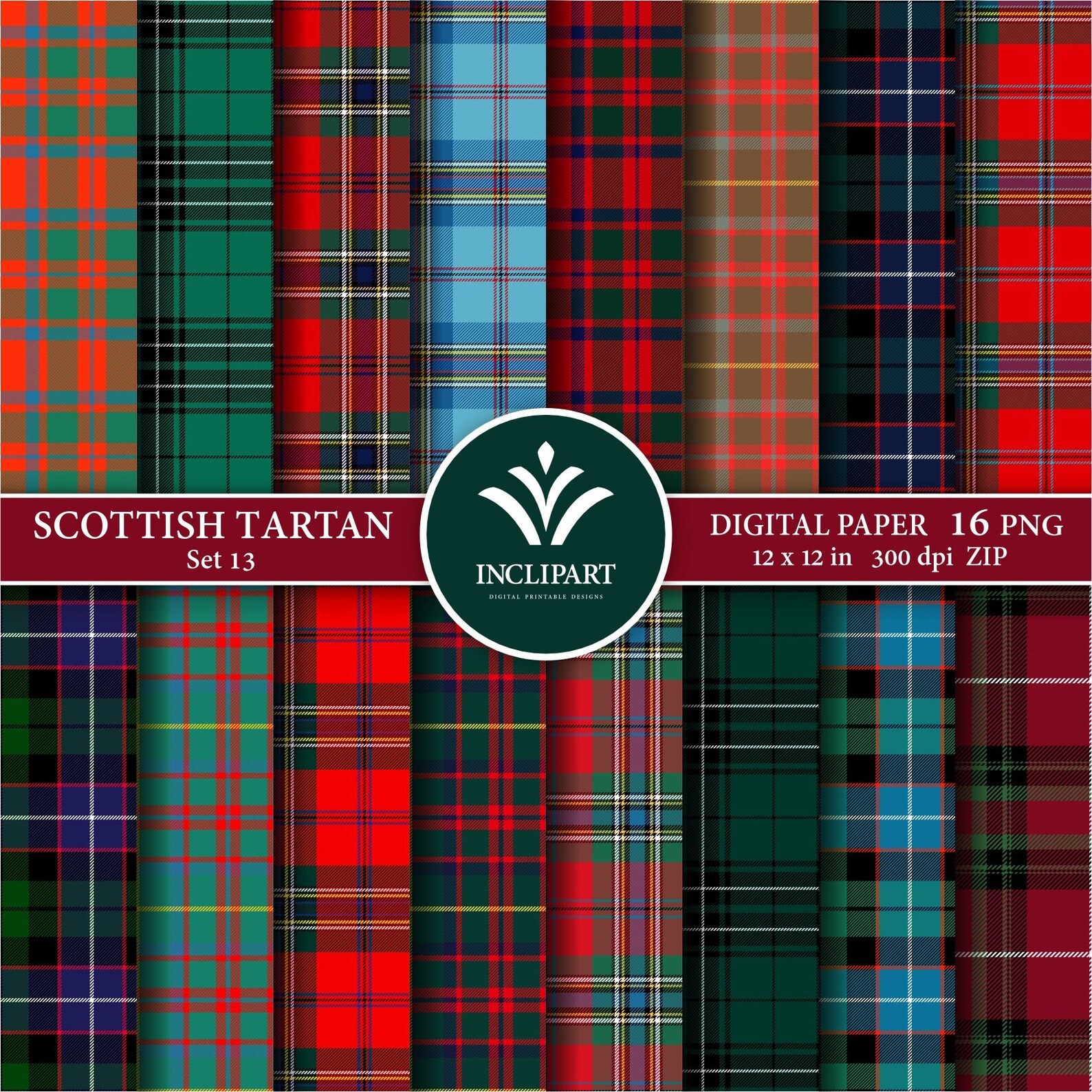 Tartan Digital Paper Clipart PNG File Format. Scottish Plaid - Etsy UK