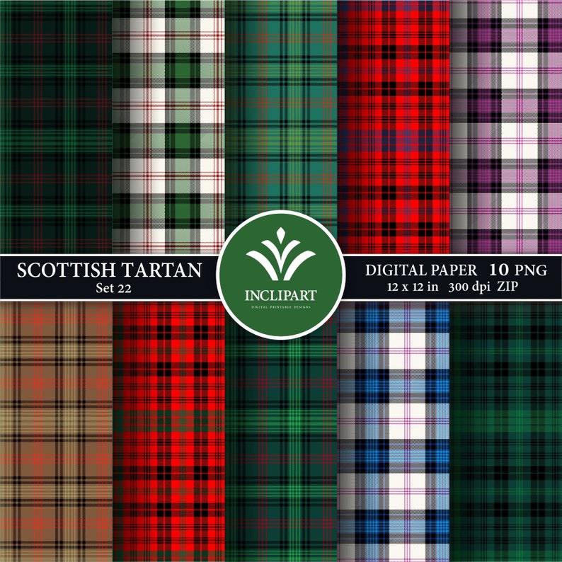 Tartan Digital Paper Clipart PNG File Format. Scottish Tartan | Etsy UK