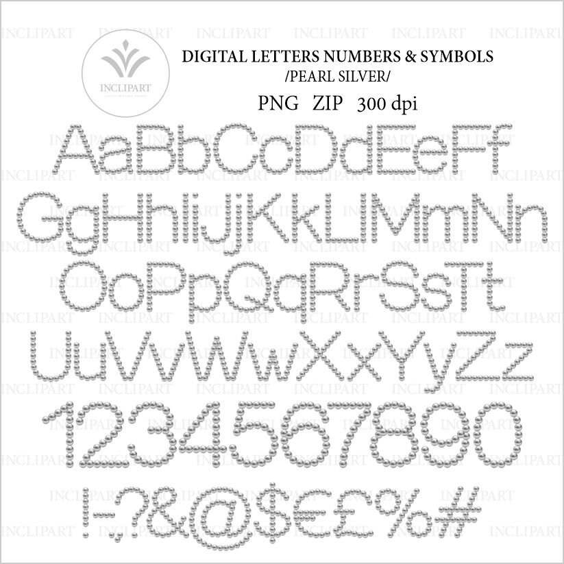 Pearl Letters and Numbers Digital Alphabet Clip Art in PNG - Etsy