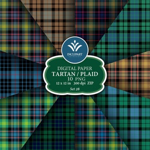 Plaid, Tartan Digital Paper Clipart PNG Files. Seamless Background ...