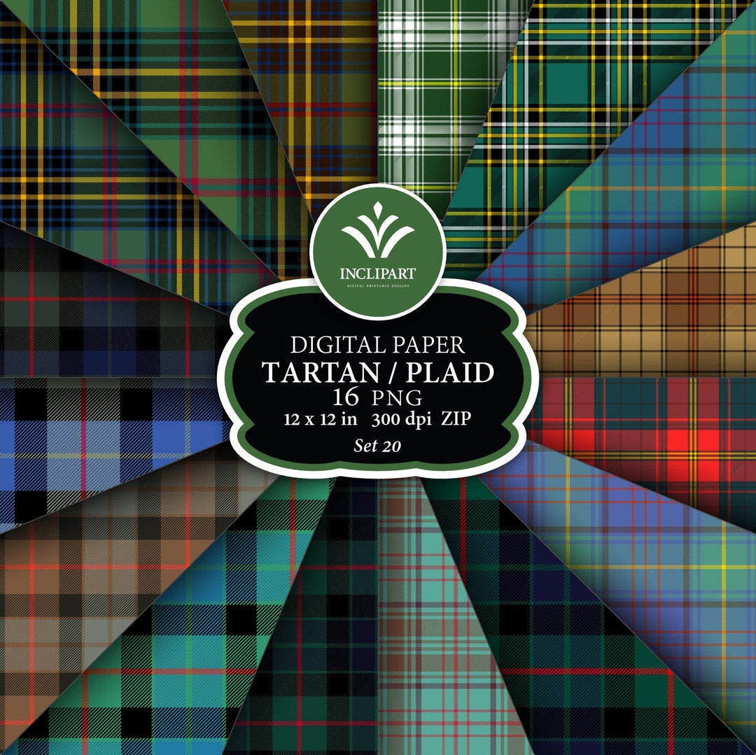Tartan Digital Paper Clipart PNG File Format. Irish, Scottish Plaid ...