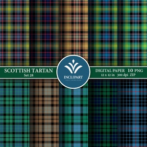 Plaid, Tartan Digital Paper Clipart PNG Files. Seamless Background ...