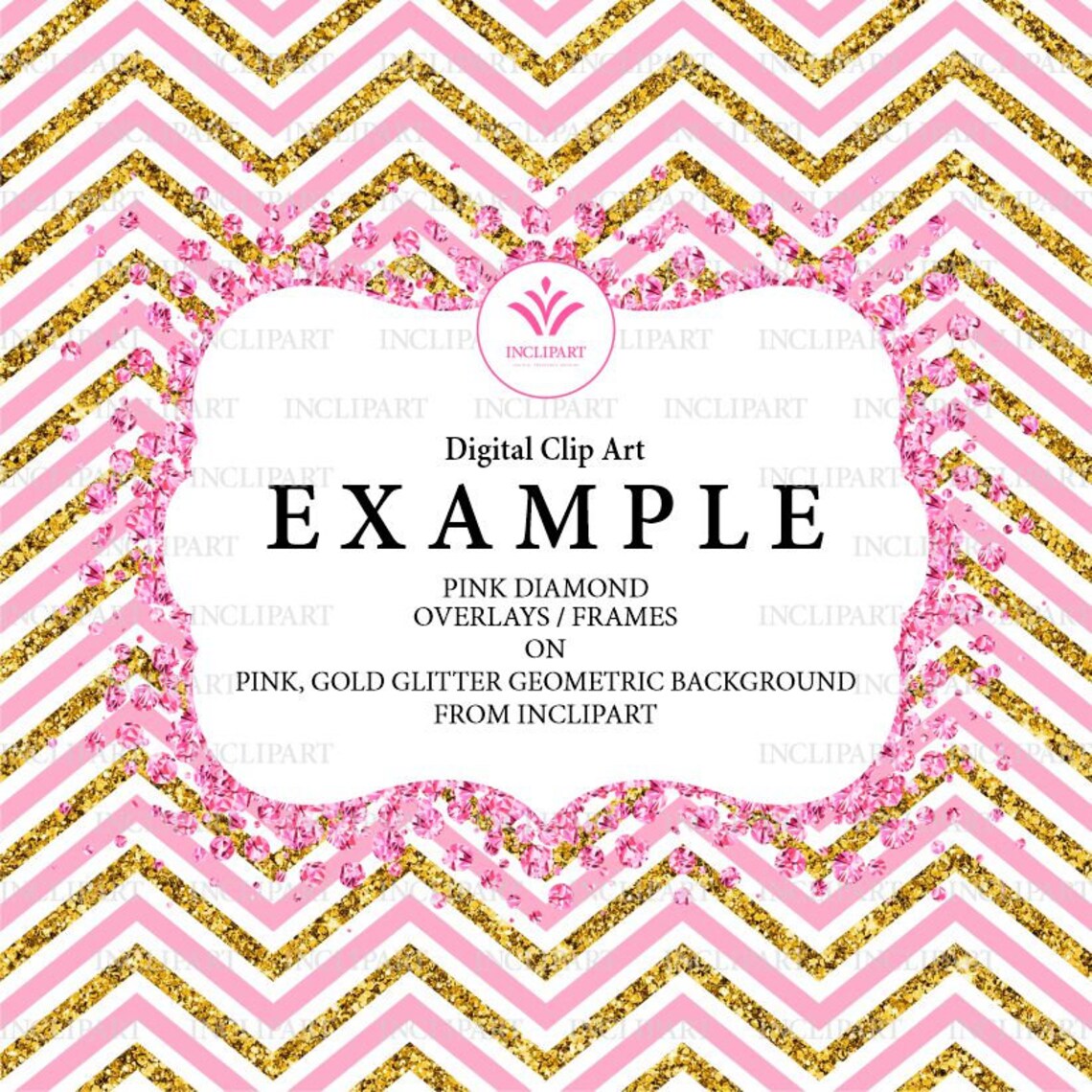 Pink Diamond Frames Overlay Clipart. Digital Sparkle - Etsy