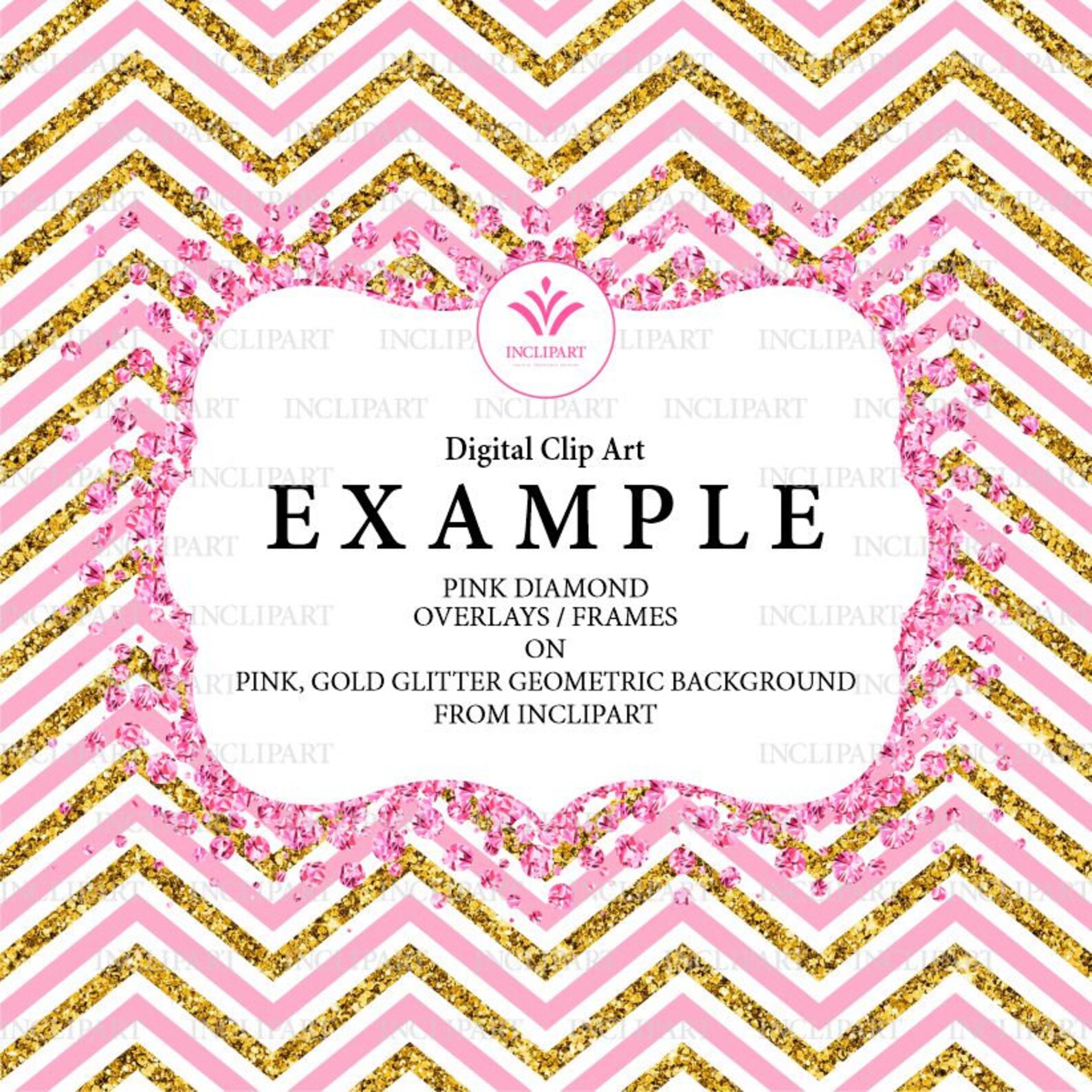 Pink Diamond Frames Overlay Clipart. Digital Sparkle | Etsy UK