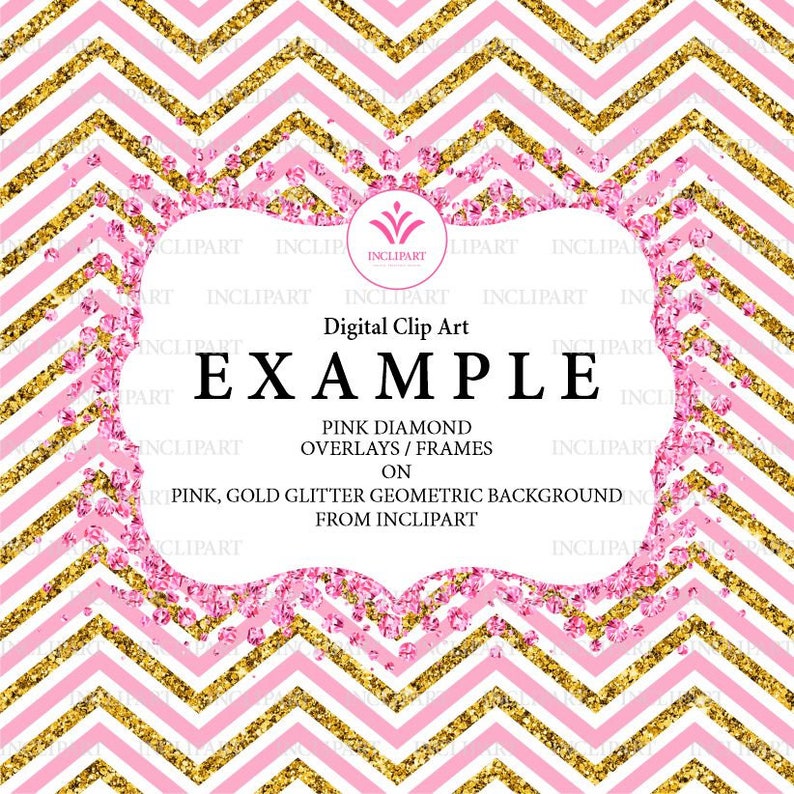 Pink Diamond Frames Overlay Clipart. Digital Sparkle | Etsy UK
