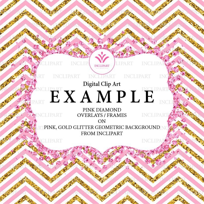 Pink Diamond Frames Overlay Clipart. Digital Sparkle | Etsy UK