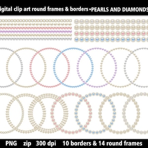 Round Pearl Frames and Borders Clip Art. Digital Download. Set of ...