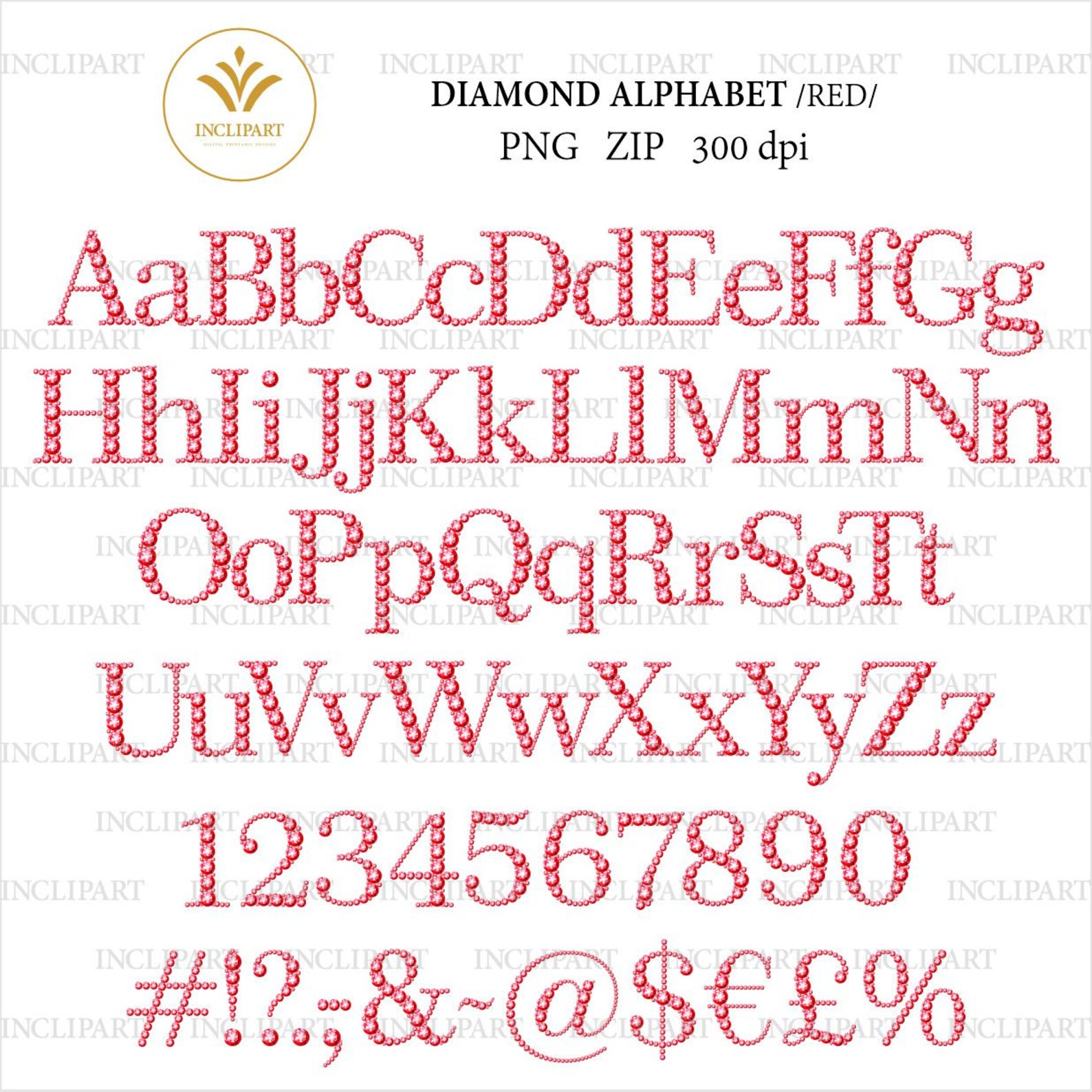 Red Diamond, Ruby Alphabet and Numbers Clip Art PNG File Format ...