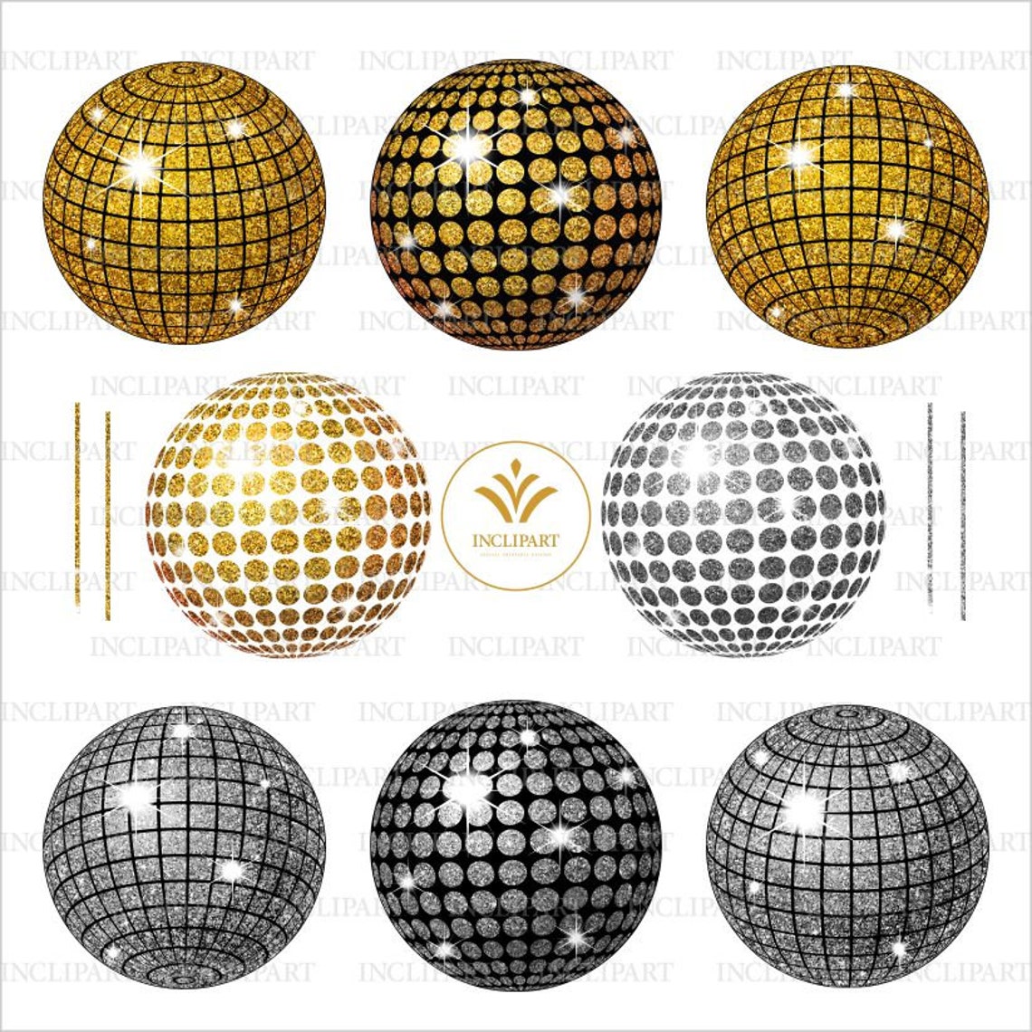 Disco balls clipart. Party clipart. Disco balls gold and | Etsy