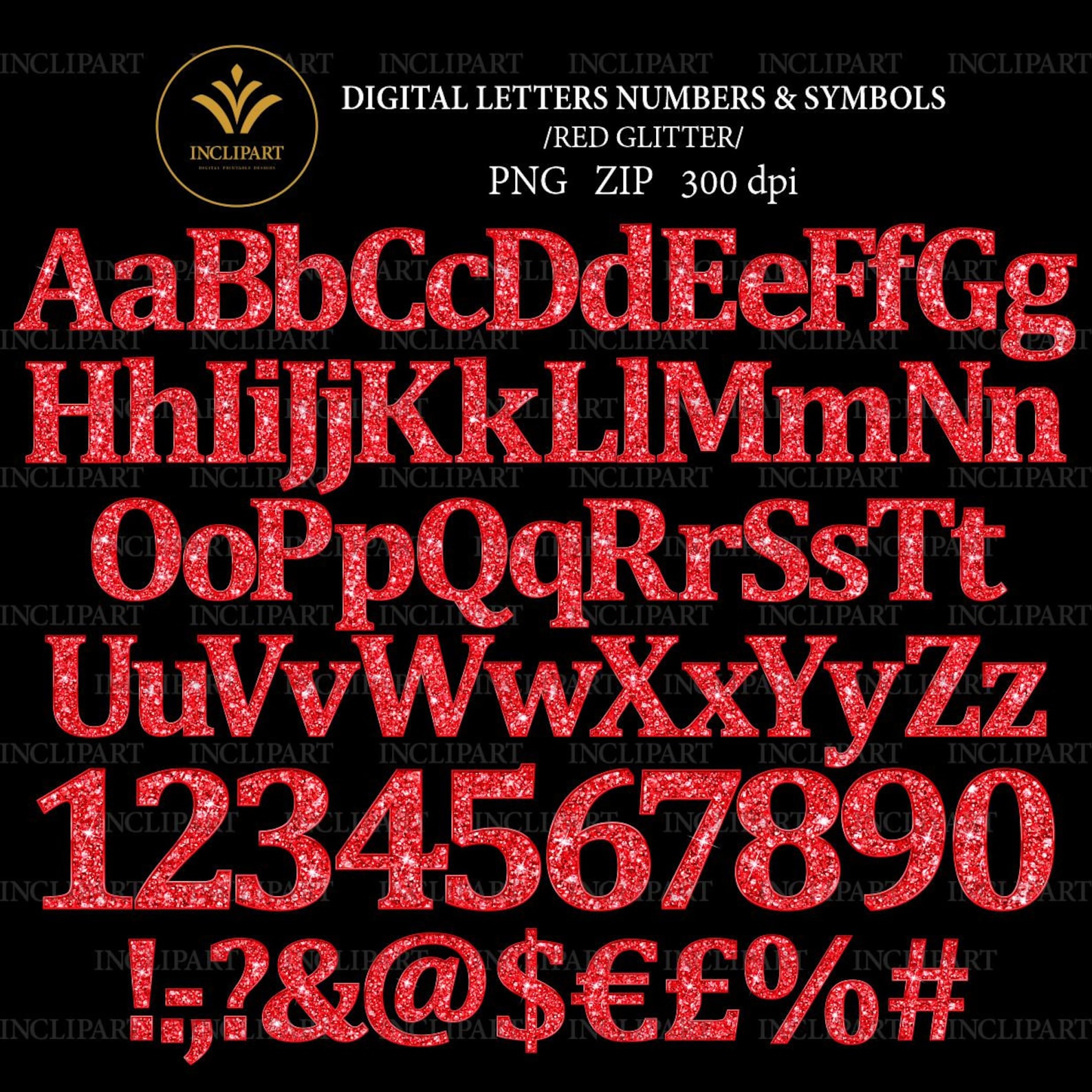 Red Glitter Alphabet Digital Clipart PNG File Format. Letters - Etsy