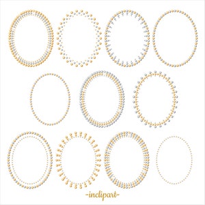 Oval Diamond Frames Clipart. Silver, Gold Gem Frames, Overlay ...