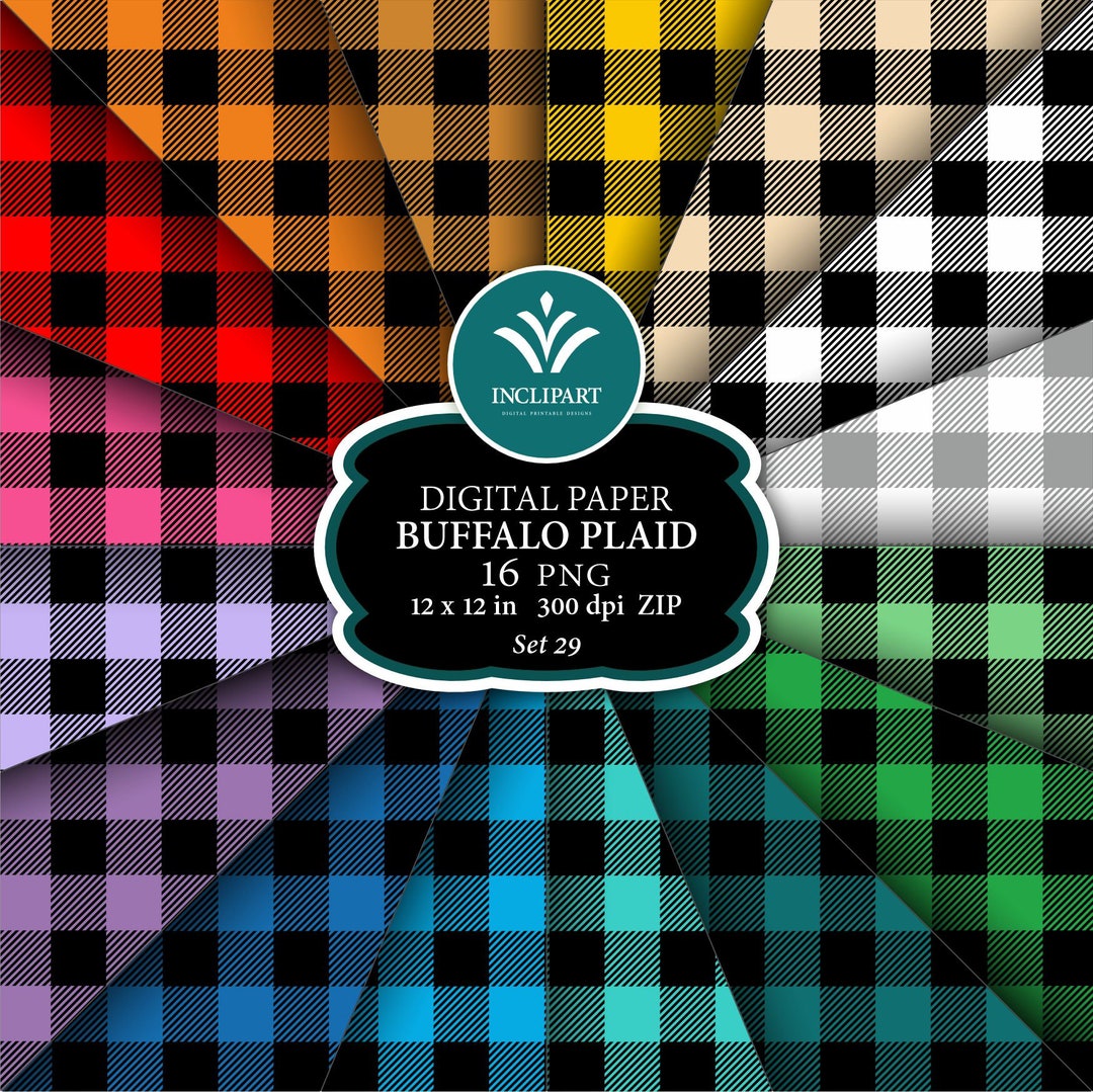 Buffalo Check Plaid Digital Paper Clipart PNG File Format. Lumberjack ...