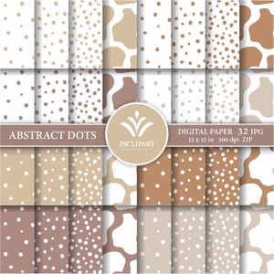 Abstract Dots Digital Paper. Set of 32 JPG Dalmatian, Spotty Pattern ...